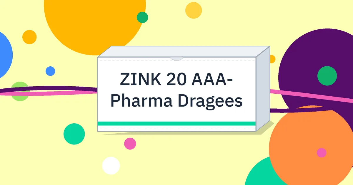 Symbolbild: Packung mit der Aufschrift ZINK 20 AAA-Pharma Dragees (PZN 00790054) – Verfügbarkeit und Bezug in Apotheken in Frankfurt am Main