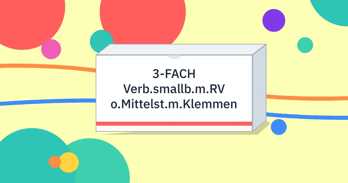 Symbolbild: Packung mit der Aufschrift 3-FACH Verb.smallb.m.RV o.Mittelst.m.Klemmen (PZN 19515273) – Verfügbarkeit und Bezug in Apotheken in Frankfurt am Main
