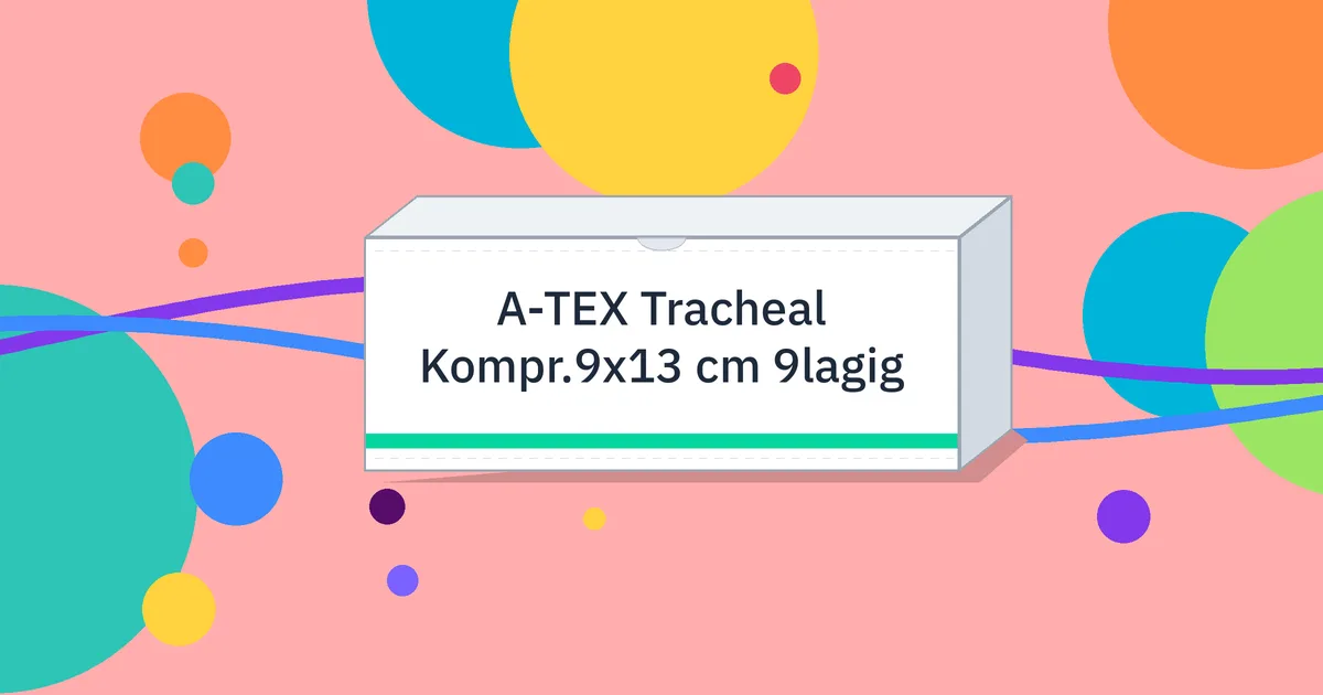 Symbolbild: Packung mit der Aufschrift A-TEX Tracheal Kompr.9x13 cm 9lagig (PZN 10218088) – Verfügbarkeit und Bezug in Apotheken in Frankfurt am Main
