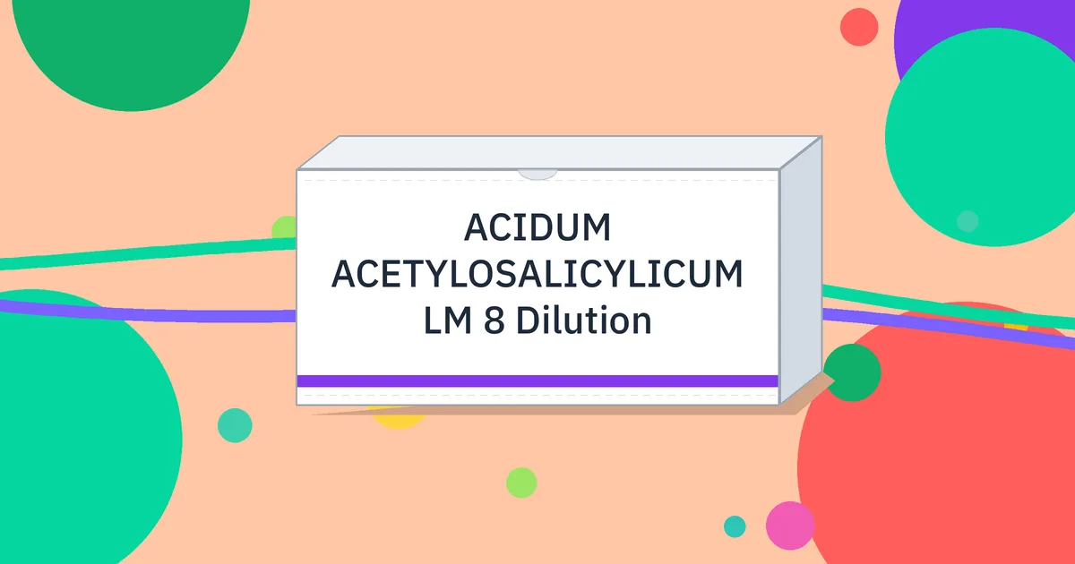 Symbolbild: Packung mit der Aufschrift ACIDUM ACETYLOSALICYLICUM LM 8 Dilution (PZN 13267822) – Verfügbarkeit und Bezug in Apotheken in Frankfurt am Main