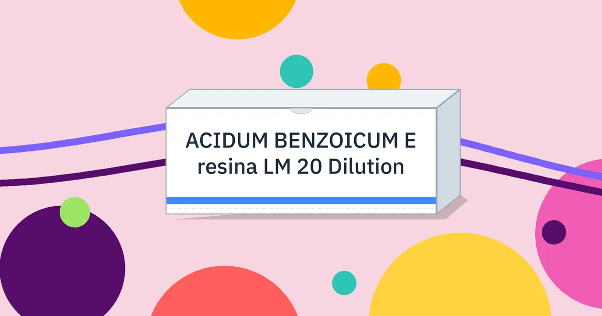 Symbolbild: Packung mit der Aufschrift ACIDUM BENZOICUM E resina LM 20 Dilution (PZN 16241705) – Verfügbarkeit und Bezug in Apotheken in Frankfurt am Main
