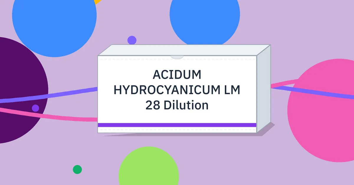 Symbolbild: Packung mit der Aufschrift ACIDUM HYDROCYANICUM LM 28 Dilution (PZN 13278671) – Verfügbarkeit und Bezug in Apotheken in Frankfurt am Main