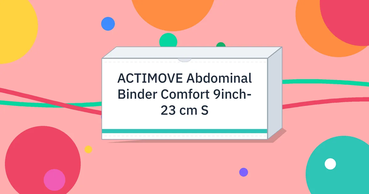 Symbolbild: Packung mit der Aufschrift ACTIMOVE Abdominal Binder Comfort 9inch-23 cm S (PZN 18002092) – Verfügbarkeit und Bezug in Apotheken in Frankfurt am Main