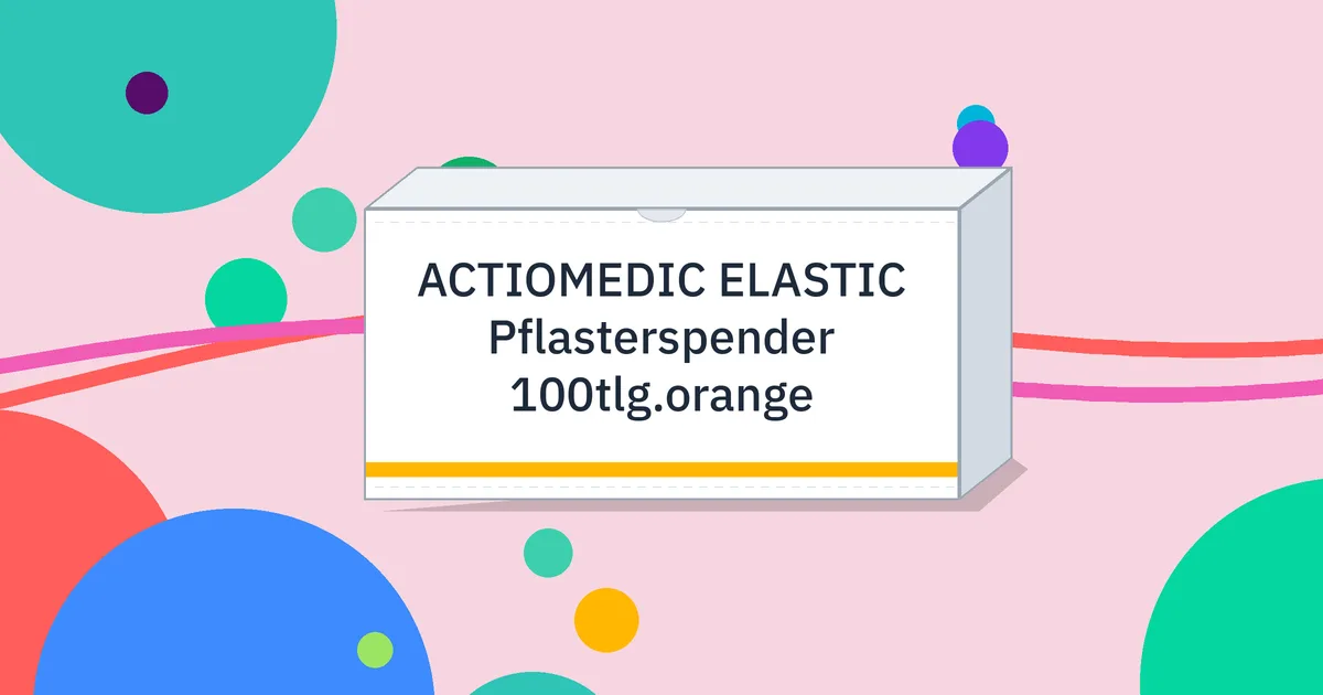 Symbolbild: Packung mit der Aufschrift ACTIOMEDIC ELASTIC Pflasterspender 100tlg.orange (PZN 12492149) – Verfügbarkeit und Bezug in Apotheken in Frankfurt am Main