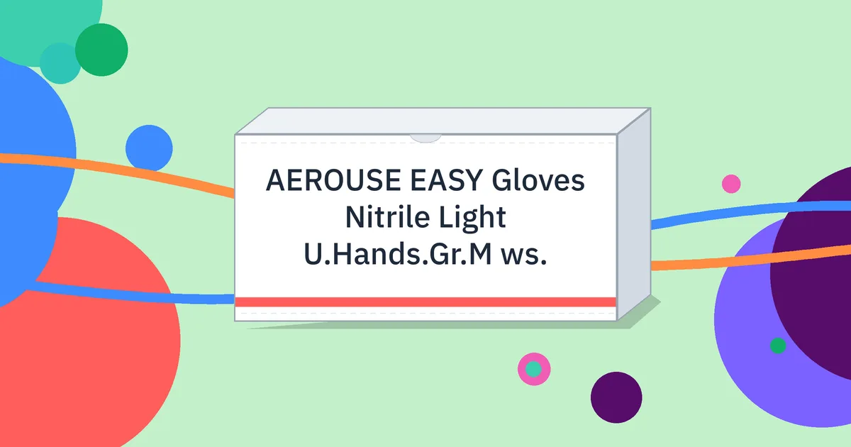 Symbolbild: Packung mit der Aufschrift AEROUSE EASY Gloves Nitrile Light U.Hands.Gr.M ws. (PZN 11143731) – Verfügbarkeit und Bezug in Apotheken in Frankfurt am Main