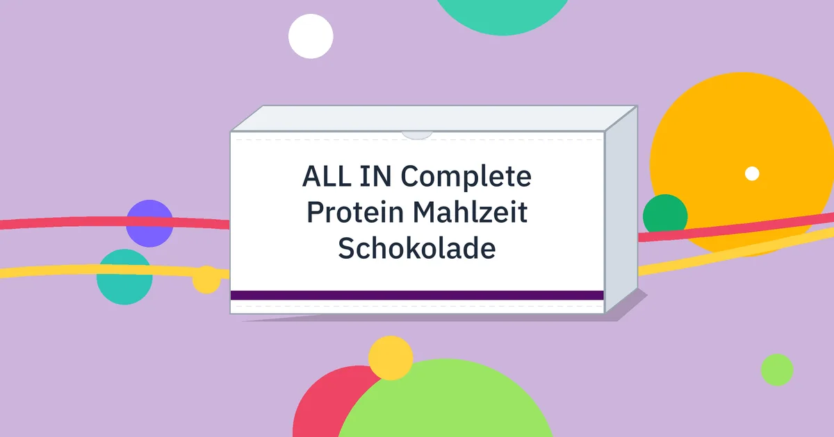 Symbolbild: Packung mit der Aufschrift ALL IN Complete Protein Mahlzeit Schokolade (PZN 14598946) – Verfügbarkeit und Bezug in Apotheken in Frankfurt am Main