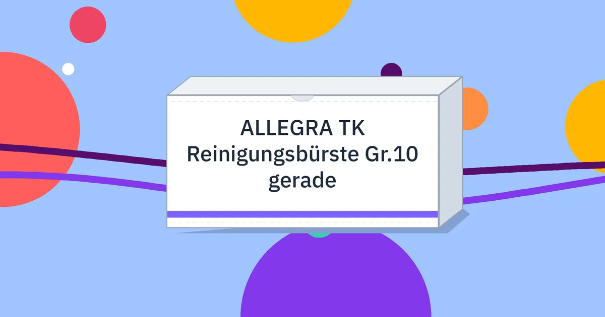 Symbolbild: Packung mit der Aufschrift ALLEGRA TK Reinigungsbürste Gr.10 gerade (PZN 18092758) – Verfügbarkeit und Bezug in Apotheken in Frankfurt am Main