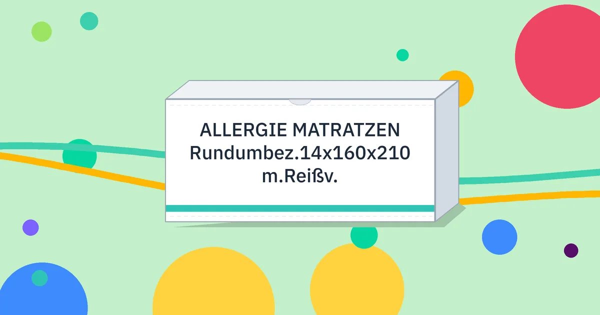 Symbolbild: Packung mit der Aufschrift ALLERGIE MATRATZEN Rundumbez.14x160x210 m.Reißv. (PZN 09302205) – Verfügbarkeit und Bezug in Apotheken in Frankfurt am Main