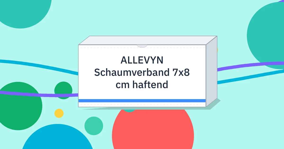 Symbolbild: Packung mit der Aufschrift ALLEVYN Schaumverband 7x8 cm haftend (PZN 19698291) – Verfügbarkeit und Bezug in Apotheken in Frankfurt am Main
