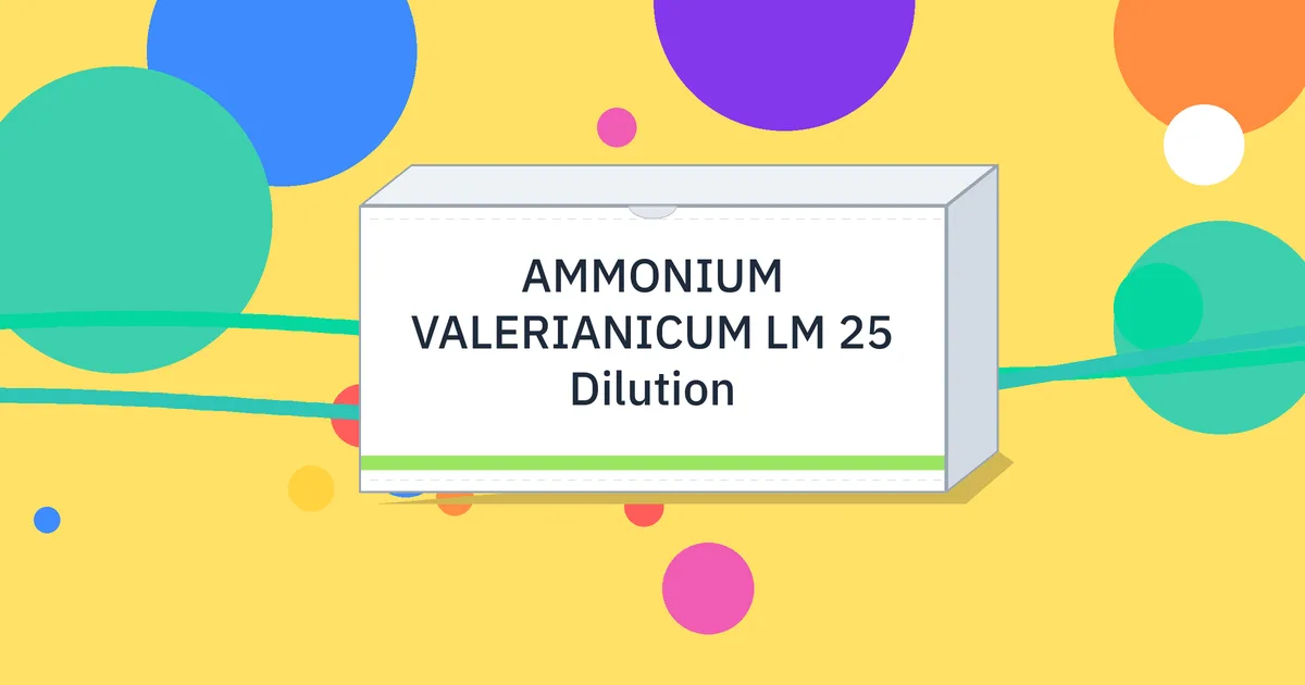 Symbolbild: Packung mit der Aufschrift AMMONIUM VALERIANICUM LM 25 Dilution (PZN 13323839) – Verfügbarkeit und Bezug in Apotheken in Frankfurt am Main