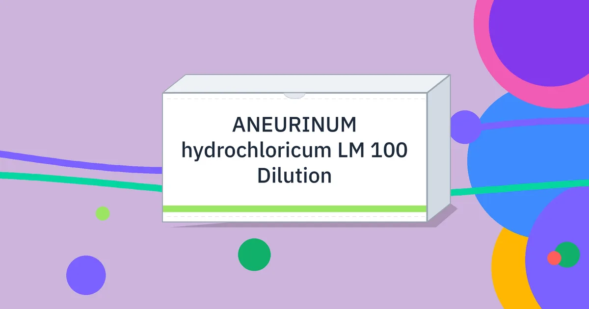 Symbolbild: Packung mit der Aufschrift ANEURINUM hydrochloricum LM 100 Dilution (PZN 13367802) – Verfügbarkeit und Bezug in Apotheken in Frankfurt am Main