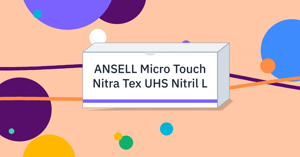Symbolbild: Packung mit der Aufschrift ANSELL Micro Touch Nitra Tex UHS Nitril L (PZN 07650729) – Verfügbarkeit und Bezug in Apotheken in Frankfurt am Main