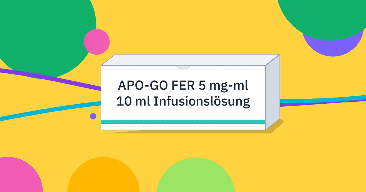 Symbolbild: Packung mit der Aufschrift APO-GO FER 5 mg-ml 10 ml Infusionslösung (PZN 11710673) – Verfügbarkeit und Bezug in Apotheken in Frankfurt am Main