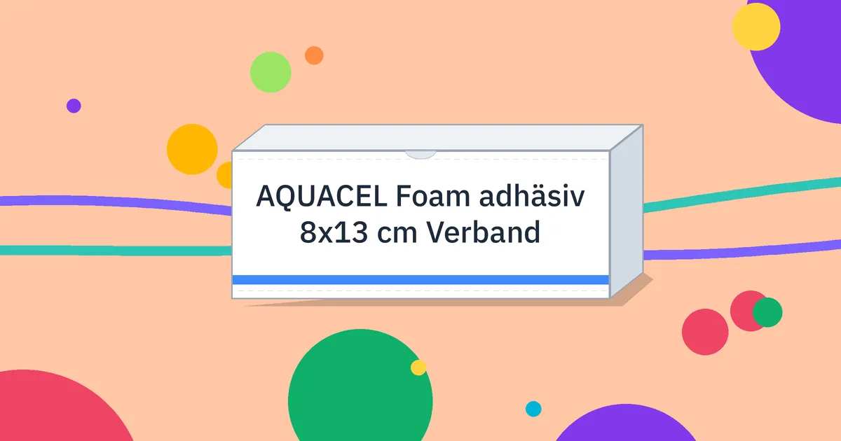 Symbolbild: Packung mit der Aufschrift AQUACEL Foam adhäsiv 8x13 cm Verband (PZN 20179691) – Verfügbarkeit und Bezug in Apotheken in Frankfurt am Main