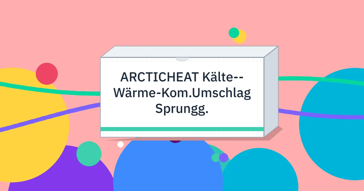 Symbolbild: Packung mit der Aufschrift ARCTICHEAT Kälte--Wärme-Kom.Umschlag Sprungg. (PZN 07531806) – Verfügbarkeit und Bezug in Apotheken in Frankfurt am Main