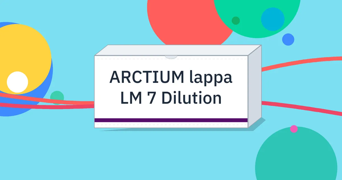 Symbolbild: Packung mit der Aufschrift ARCTIUM lappa LM 7 Dilution (PZN 13387383) – Verfügbarkeit und Bezug in Apotheken in Frankfurt am Main