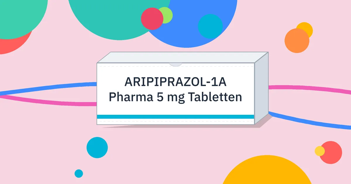 Symbolbild: Packung mit der Aufschrift ARIPIPRAZOL-1A Pharma 5 mg Tabletten (PZN 11286324) – Verfügbarkeit und Bezug in Apotheken in Frankfurt am Main