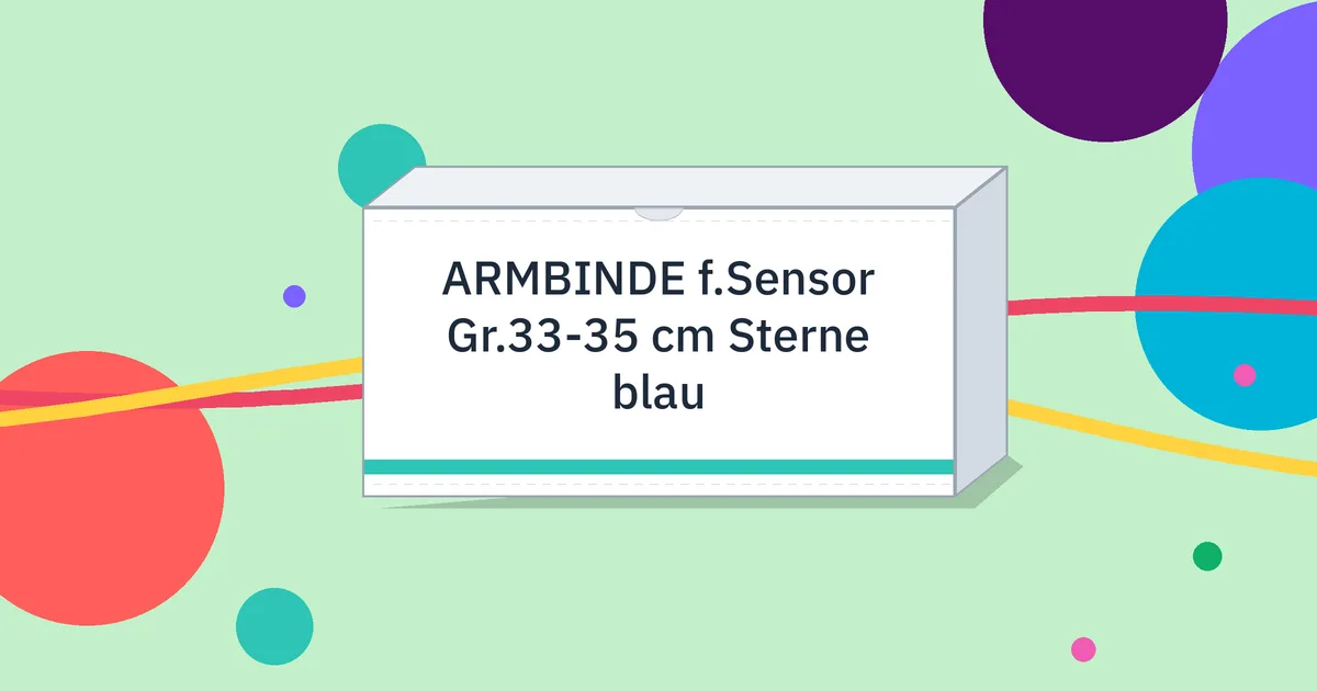Symbolbild: Packung mit der Aufschrift ARMBINDE f.Sensor Gr.33-35 cm Sterne blau (PZN 17838380) – Verfügbarkeit und Bezug in Apotheken in Frankfurt am Main