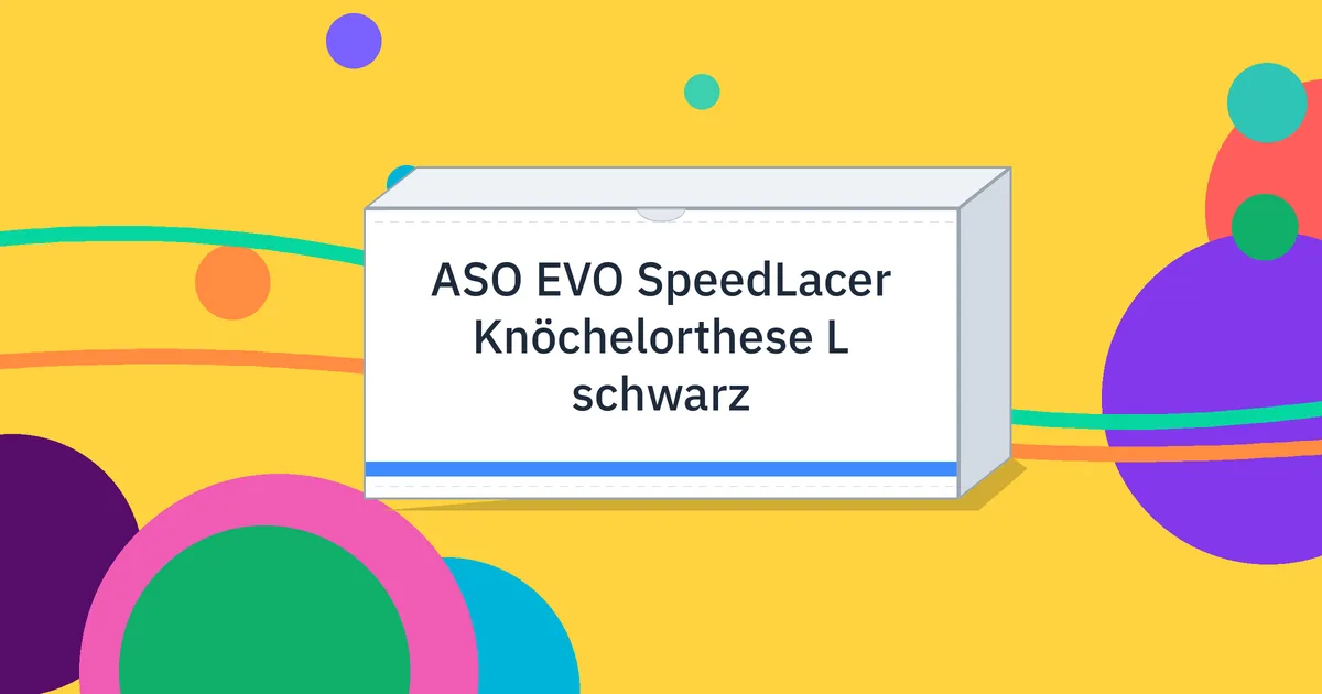 Symbolbild: Packung mit der Aufschrift ASO EVO SpeedLacer Knöchelorthese L schwarz (PZN 10839749) – Verfügbarkeit und Bezug in Apotheken in Frankfurt am Main