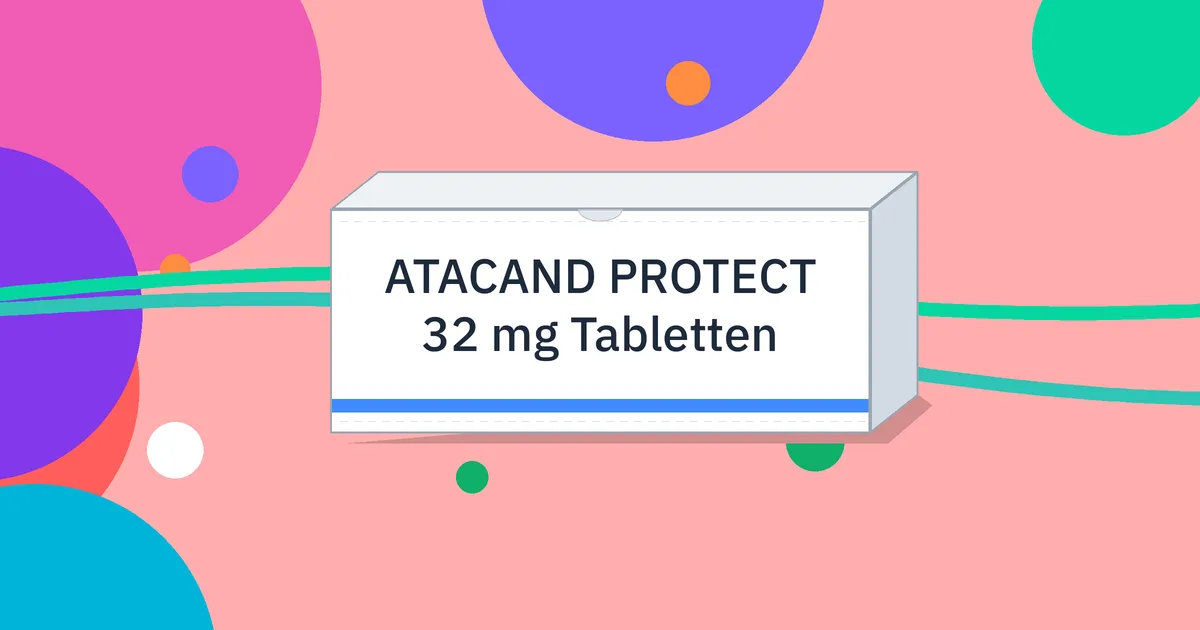 Symbolbild: Packung mit der Aufschrift ATACAND PROTECT 32 mg Tabletten (PZN 19842871) – Verfügbarkeit und Bezug in Apotheken in Frankfurt am Main