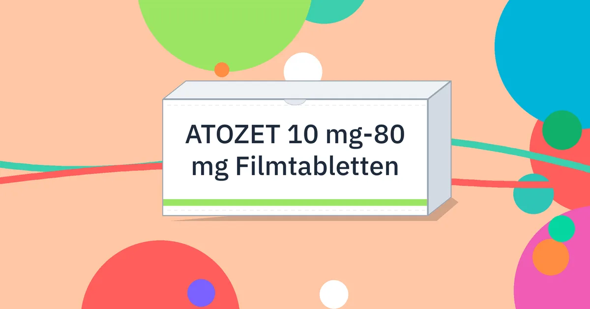 Symbolbild: Packung mit der Aufschrift ATOZET 10 mg-80 mg Filmtabletten (PZN 12733564) – Verfügbarkeit und Bezug in Apotheken in Frankfurt am Main