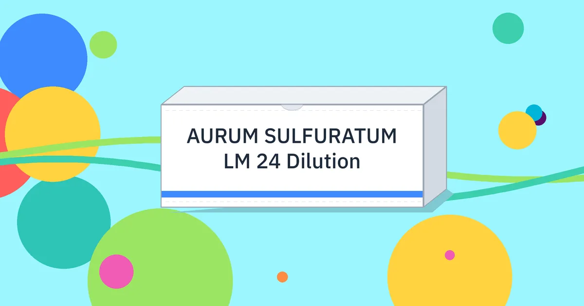 Symbolbild: Packung mit der Aufschrift AURUM SULFURATUM LM 24 Dilution (PZN 09430423) – Verfügbarkeit und Bezug in Apotheken in Frankfurt am Main