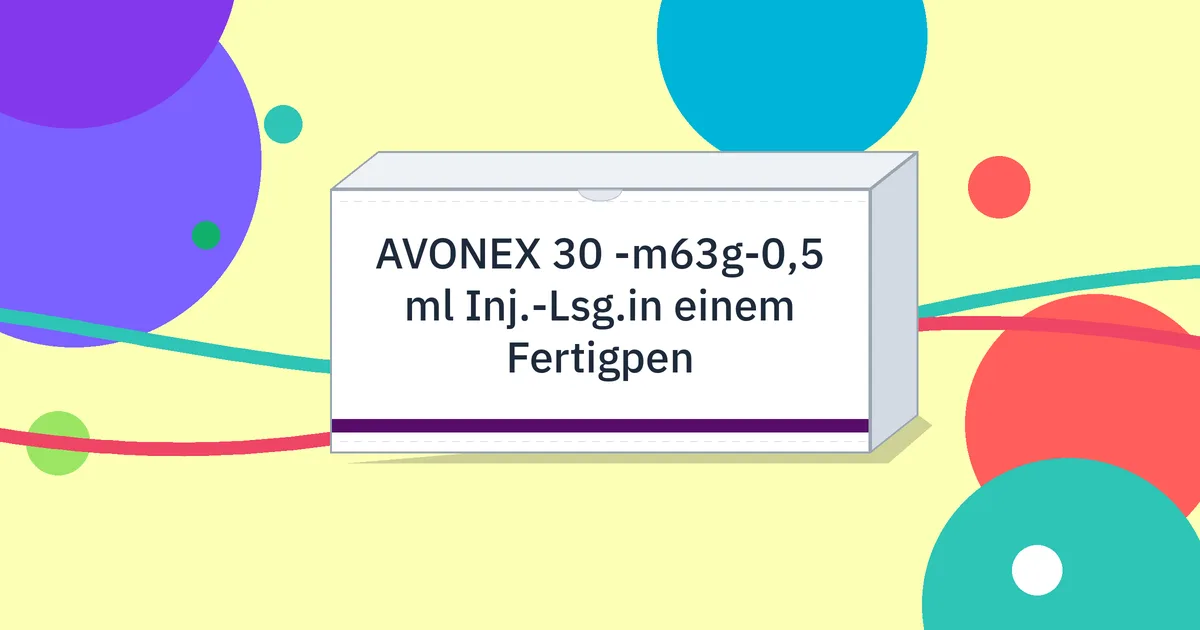 Symbolbild: Packung mit der Aufschrift AVONEX 30 -m63g-0,5 ml Inj.-Lsg.in einem Fertigpen (PZN 16875597) – Verfügbarkeit und Bezug in Apotheken in Frankfurt am Main
