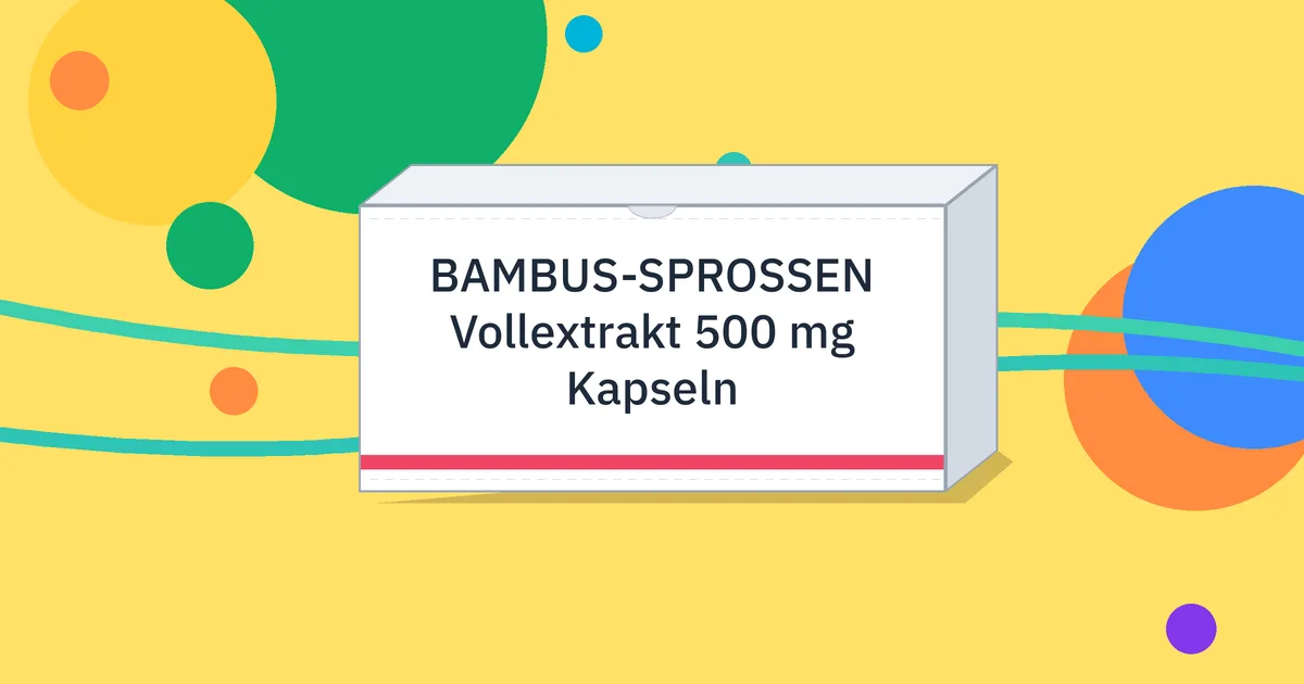 Symbolbild: Packung mit der Aufschrift BAMBUS-SPROSSEN Vollextrakt 500 mg Kapseln (PZN 15637795) – Verfügbarkeit und Bezug in Apotheken in Frankfurt am Main