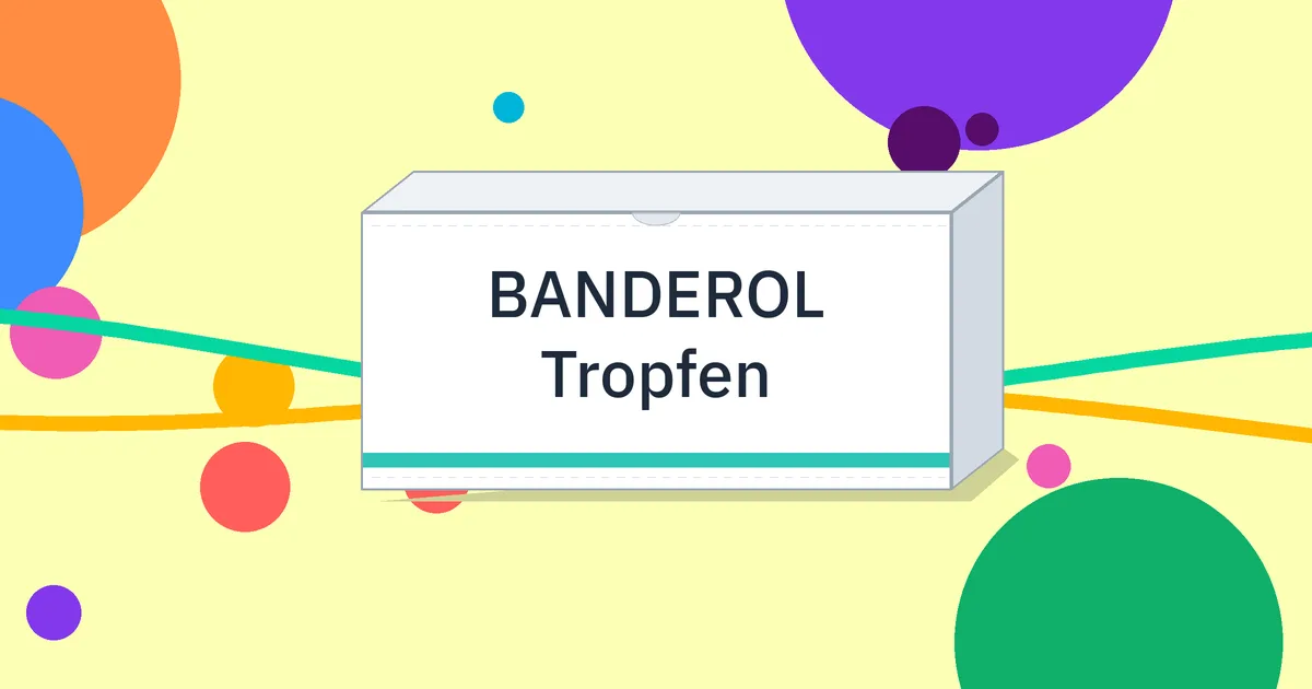 Symbolbild: Packung mit der Aufschrift BANDEROL Tropfen (PZN 19815710) – Verfügbarkeit und Bezug in Apotheken in Frankfurt am Main