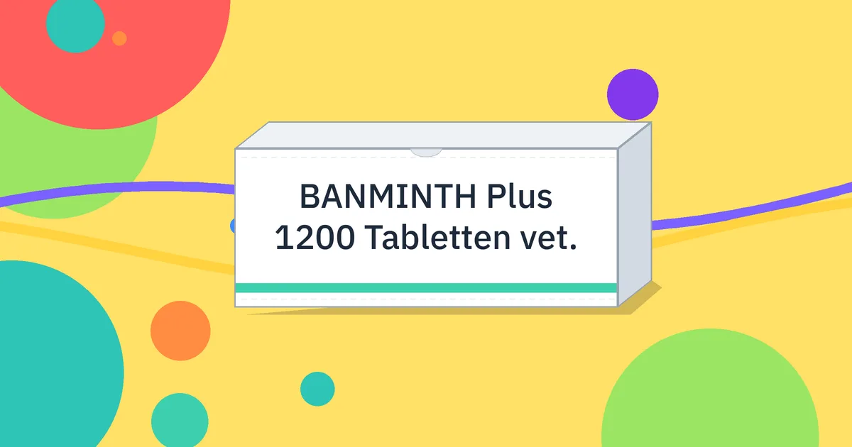 Symbolbild: Packung mit der Aufschrift BANMINTH Plus 1200 Tabletten vet. (PZN 01662849) – Verfügbarkeit und Bezug in Apotheken in Frankfurt am Main