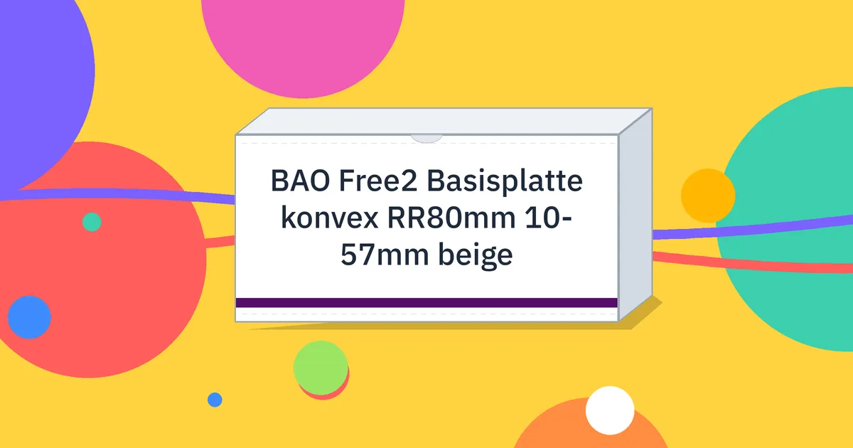 Symbolbild: Packung mit der Aufschrift BAO Free2 Basisplatte konvex RR80mm 10-57mm beige (PZN 16573985) – Verfügbarkeit und Bezug in Apotheken in Frankfurt am Main