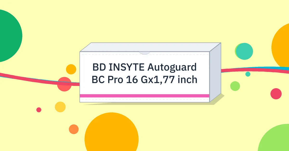 Symbolbild: Packung mit der Aufschrift BD INSYTE Autoguard BC Pro 16 Gx1,77 inch (PZN 17893858) – Verfügbarkeit und Bezug in Apotheken in Frankfurt am Main