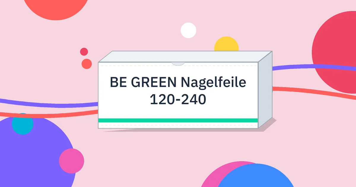 Symbolbild: Packung mit der Aufschrift BE GREEN Nagelfeile 120-240 (PZN 18453191) – Verfügbarkeit und Bezug in Apotheken in Frankfurt am Main