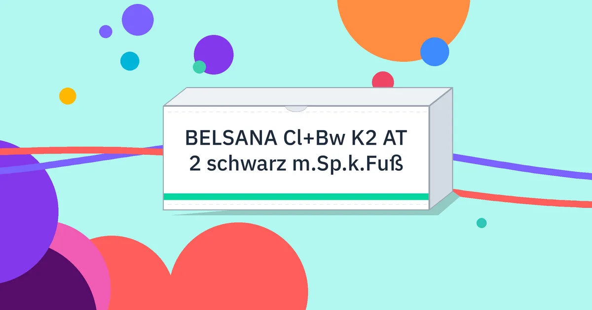 Symbolbild: Packung mit der Aufschrift BELSANA Cl+Bw K2 AT 2 schwarz m.Sp.k.Fuß (PZN 12249207) – Verfügbarkeit und Bezug in Apotheken in Frankfurt am Main