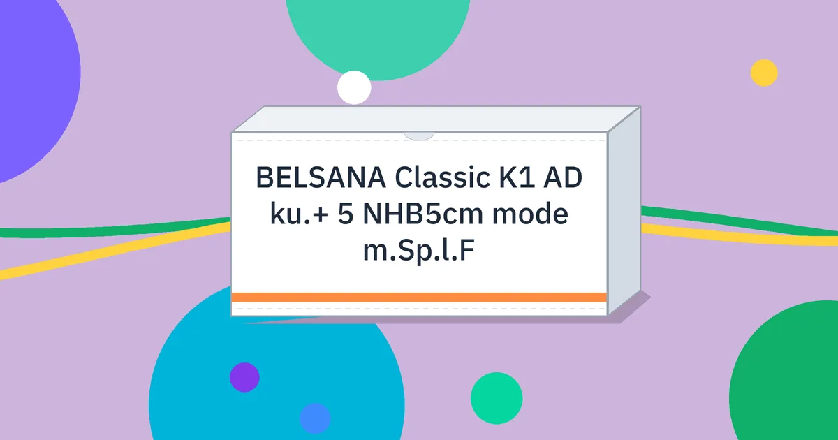 Symbolbild: Packung mit der Aufschrift BELSANA Classic K1 AD ku.+ 5 NHB5cm mode m.Sp.l.F (PZN 19256848) – Verfügbarkeit und Bezug in Apotheken in Frankfurt am Main