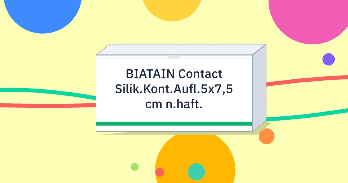 Symbolbild: Packung mit der Aufschrift BIATAIN Contact Silik.Kont.Aufl.5x7,5 cm n.haft. (PZN 12367361) – Verfügbarkeit und Bezug in Apotheken in Frankfurt am Main