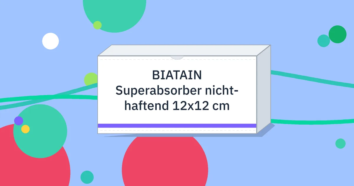 Symbolbild: Packung mit der Aufschrift BIATAIN Superabsorber nicht-haftend 12x12 cm (PZN 20365809) – Verfügbarkeit und Bezug in Apotheken in Frankfurt am Main