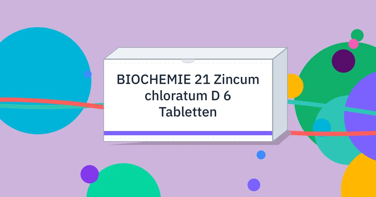 Symbolbild: Packung mit der Aufschrift BIOCHEMIE 21 Zincum chloratum D 6 Tabletten (PZN 04325176) – Verfügbarkeit und Bezug in Apotheken in Frankfurt am Main