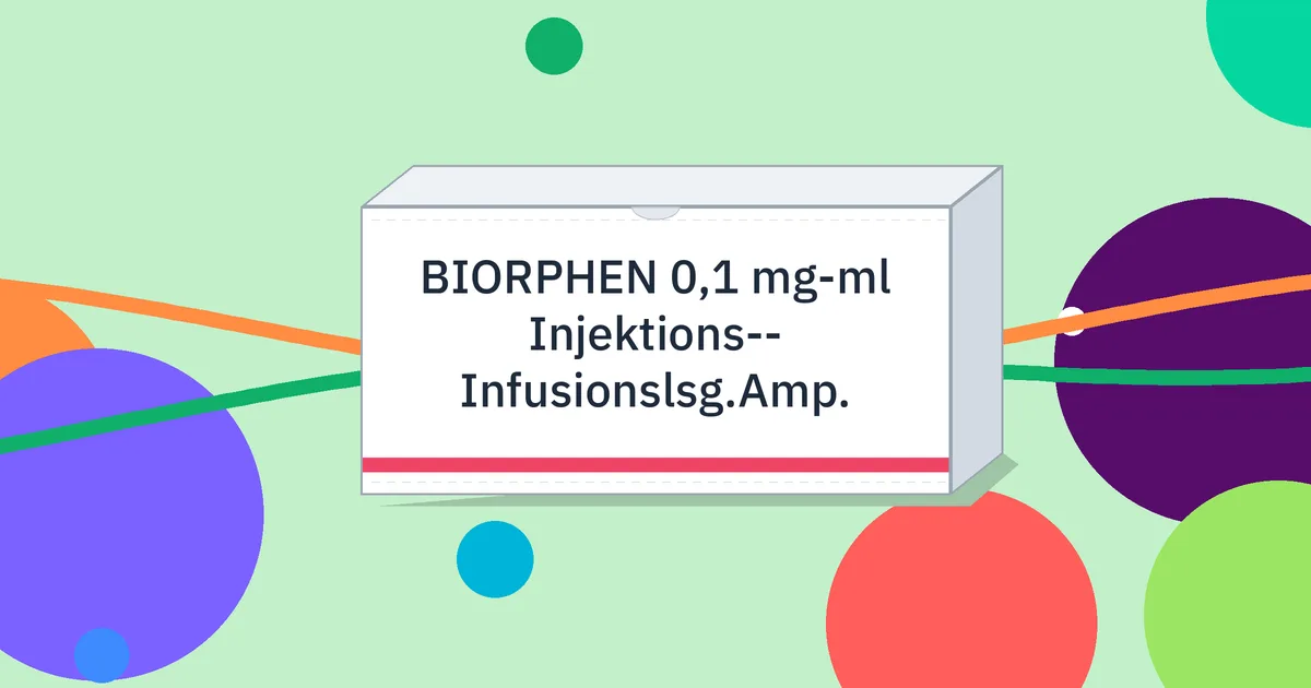 Symbolbild: Packung mit der Aufschrift BIORPHEN 0,1 mg-ml Injektions--Infusionslsg.Amp. (PZN 18111059) – Verfügbarkeit und Bezug in Apotheken in Frankfurt am Main