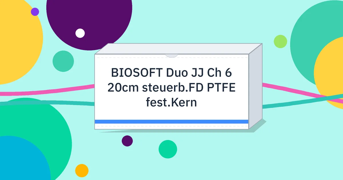Symbolbild: Packung mit der Aufschrift BIOSOFT Duo JJ Ch 6 20cm steuerb.FD PTFE fest.Kern (PZN 17509630) – Verfügbarkeit und Bezug in Apotheken in Frankfurt am Main