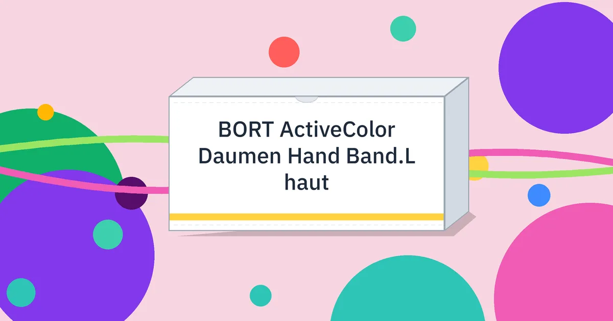 Symbolbild: Packung mit der Aufschrift BORT ActiveColor Daumen Hand Band.L haut (PZN 05873589) – Verfügbarkeit und Bezug in Apotheken in Frankfurt am Main