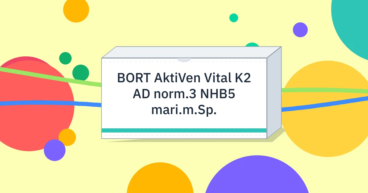 Symbolbild: Packung mit der Aufschrift BORT AktiVen Vital K2 AD norm.3 NHB5 mari.m.Sp. (PZN 17494644) – Verfügbarkeit und Bezug in Apotheken in Frankfurt am Main