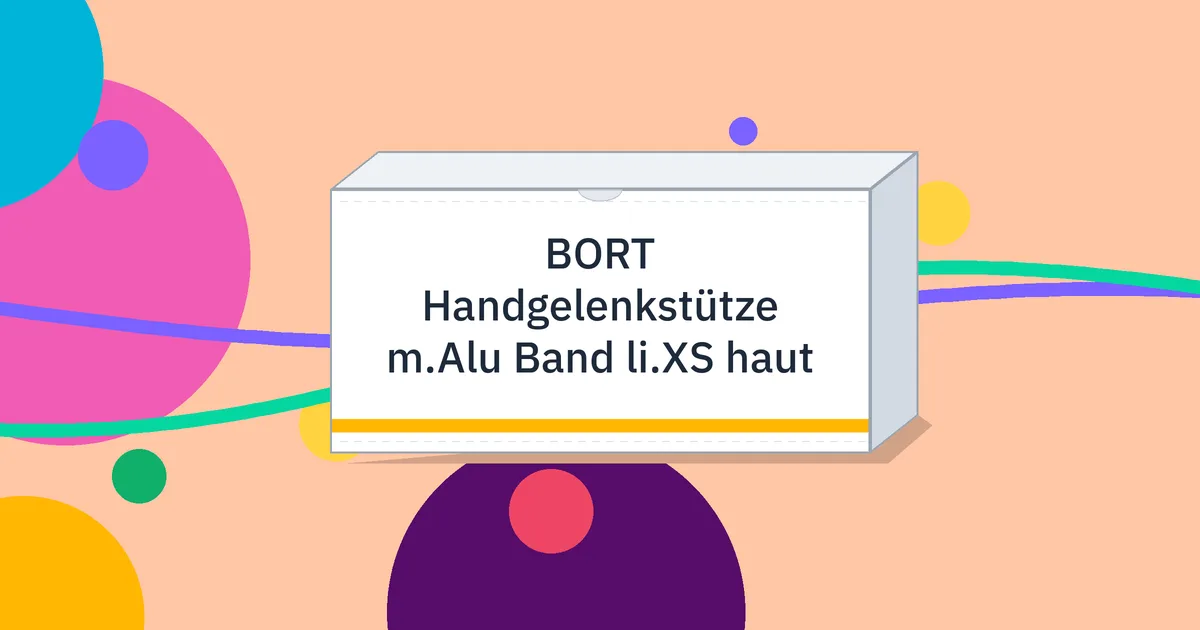 Symbolbild: Packung mit der Aufschrift BORT Handgelenkstütze m.Alu Band li.XS haut (PZN 04125247) – Verfügbarkeit und Bezug in Apotheken in Frankfurt am Main