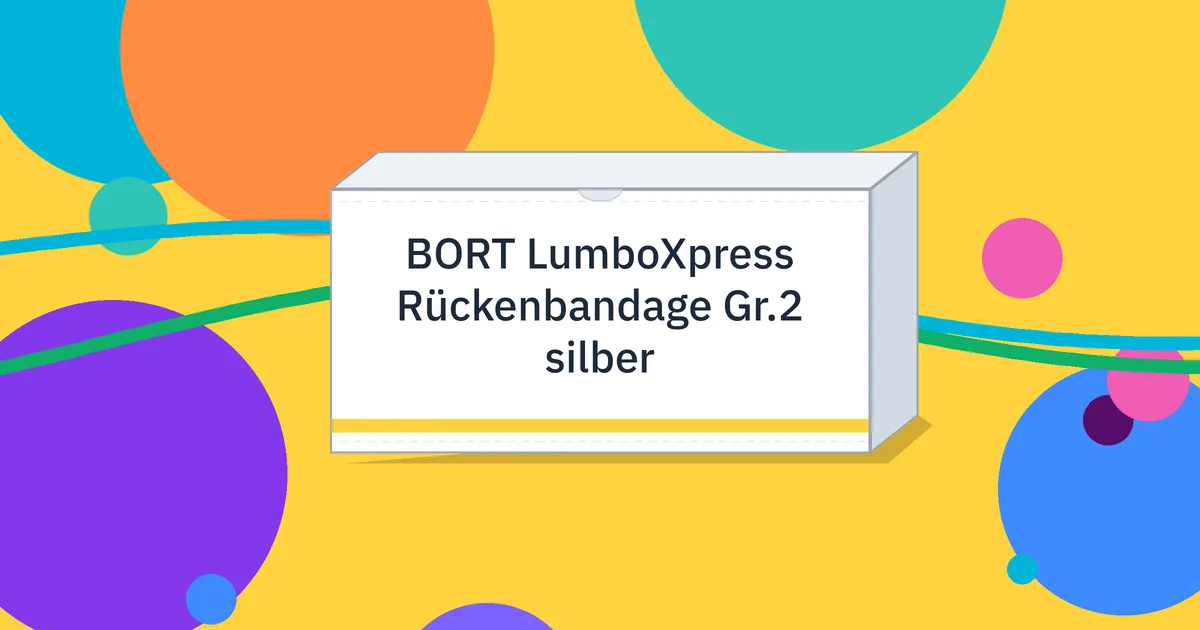 Symbolbild: Packung mit der Aufschrift BORT LumboXpress Rückenbandage Gr.2 silber (PZN 12573988) – Verfügbarkeit und Bezug in Apotheken in Frankfurt am Main