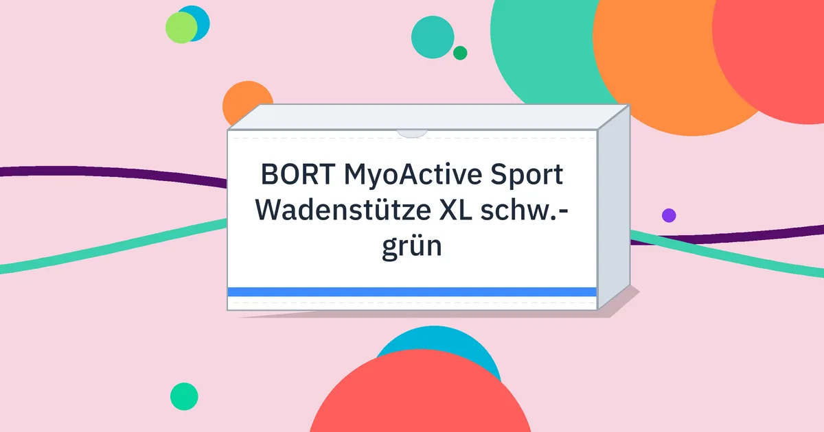 Symbolbild: Packung mit der Aufschrift BORT MyoActive Sport Wadenstütze XL schw.-grün (PZN 19634291) – Verfügbarkeit und Bezug in Apotheken in Frankfurt am Main