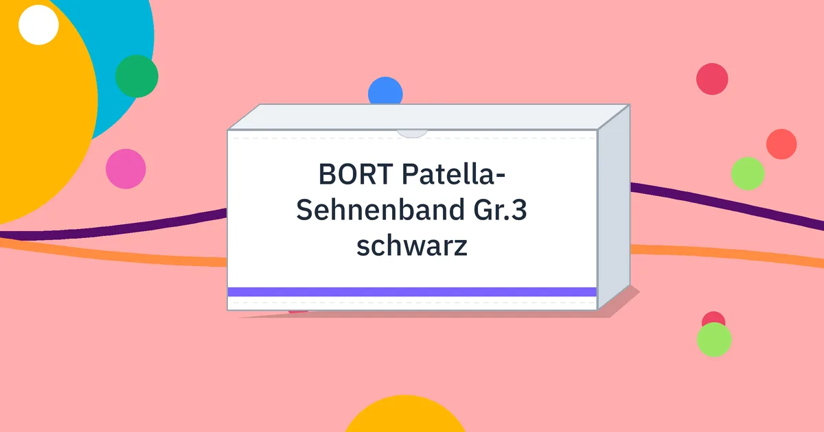 Symbolbild: Packung mit der Aufschrift BORT Patella-Sehnenband Gr.3 schwarz (PZN 04452638) – Verfügbarkeit und Bezug in Apotheken in Frankfurt am Main