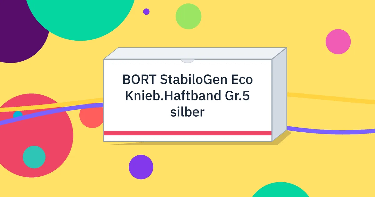 Symbolbild: Packung mit der Aufschrift BORT StabiloGen Eco Knieb.Haftband Gr.5 silber (PZN 16845662) – Verfügbarkeit und Bezug in Apotheken in Frankfurt am Main