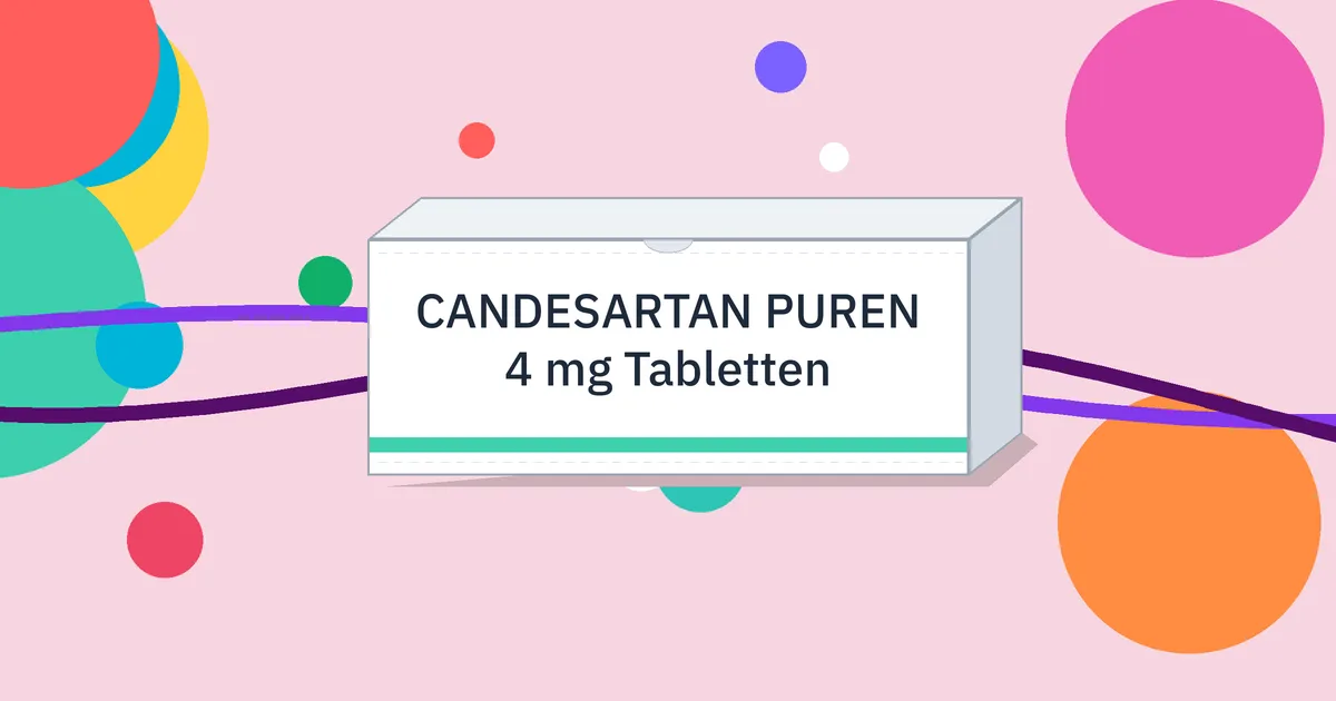 Symbolbild: Packung mit der Aufschrift CANDESARTAN PUREN 4 mg Tabletten (PZN 11353753) – Verfügbarkeit und Bezug in Apotheken in Frankfurt am Main
