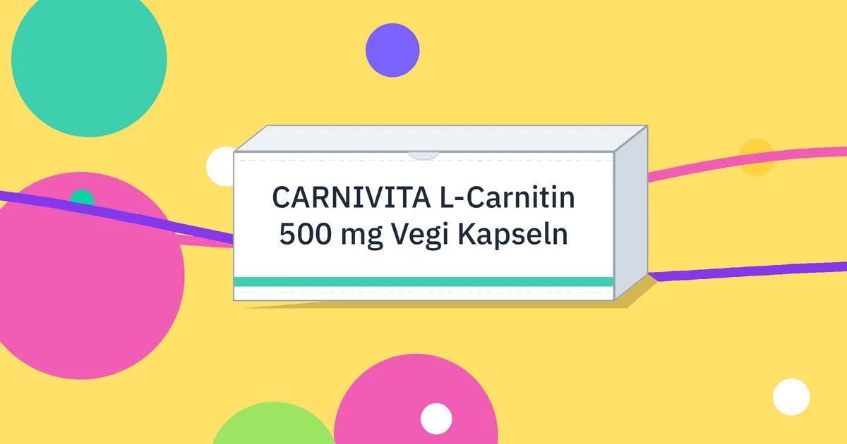 Symbolbild: Packung mit der Aufschrift CARNIVITA L-Carnitin 500 mg Vegi Kapseln (PZN 15245581) – Verfügbarkeit und Bezug in Apotheken in Frankfurt am Main