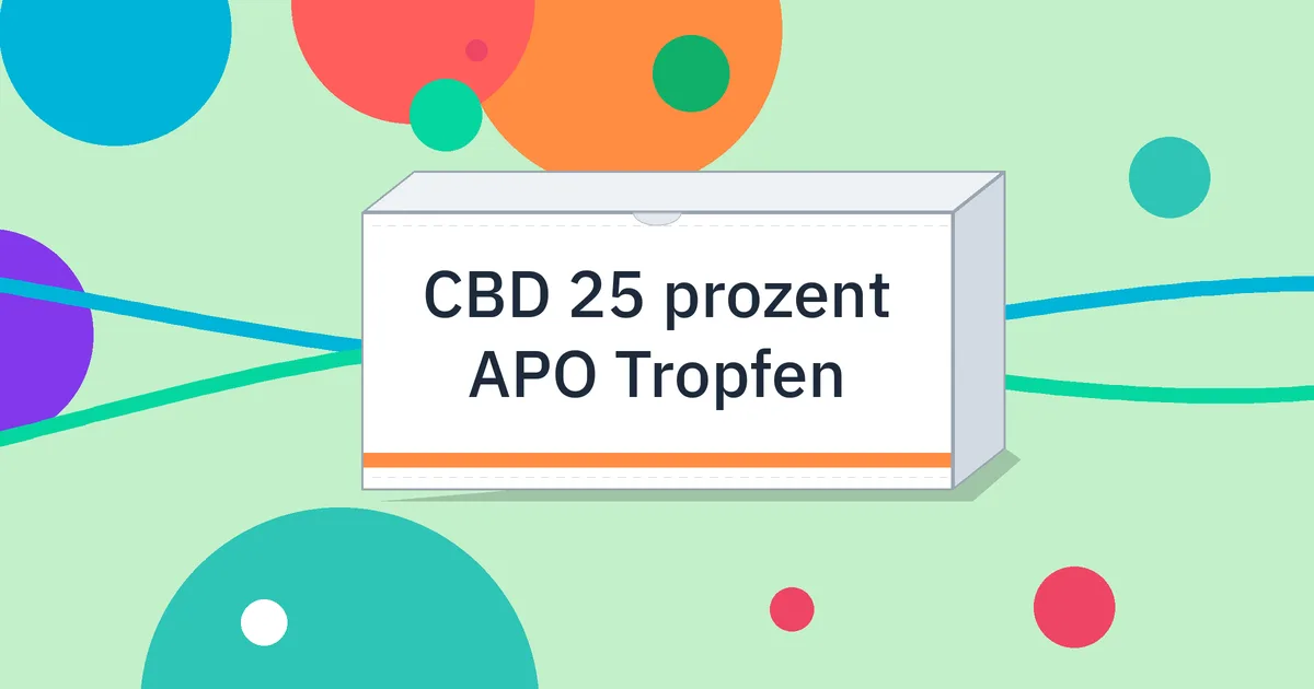 Symbolbild: Packung mit der Aufschrift CBD 25 prozent APO Tropfen (PZN 15629815) – Verfügbarkeit und Bezug in Apotheken in Frankfurt am Main